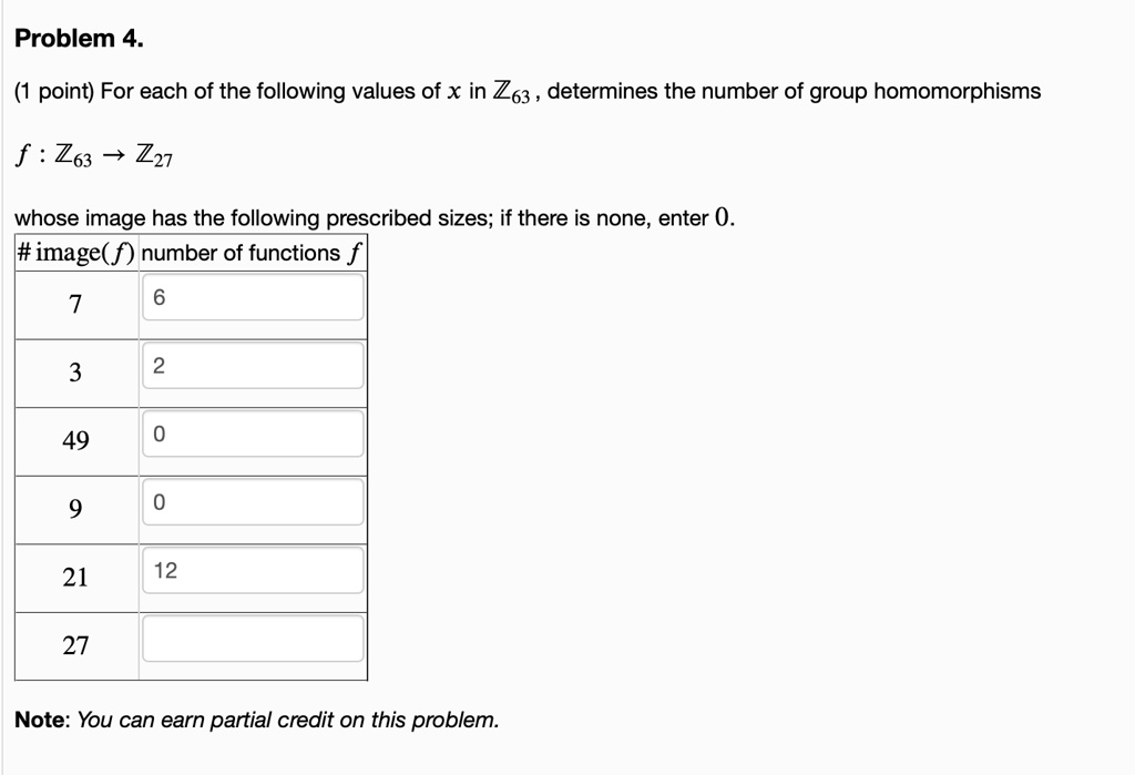SOLVED: Problem 4 - For each of the following values of x in Z63, determine the number of group ...