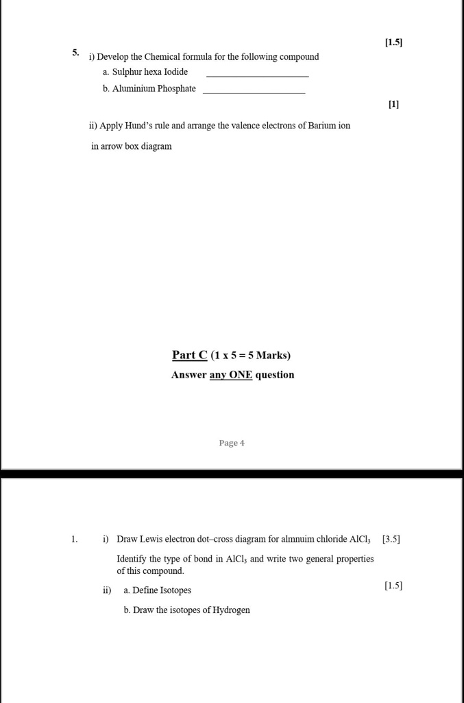 5. i) Develop the Chemical formula for the following compound a ...