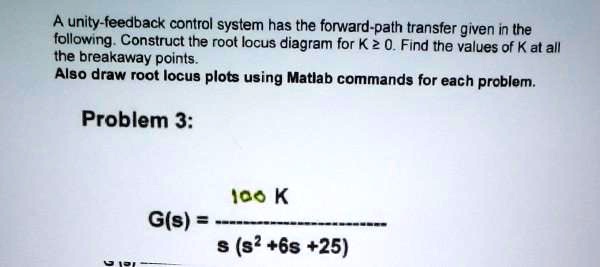 Solved A Unity Feedback Control System Has The Forward Path Transfer Given In The Following 