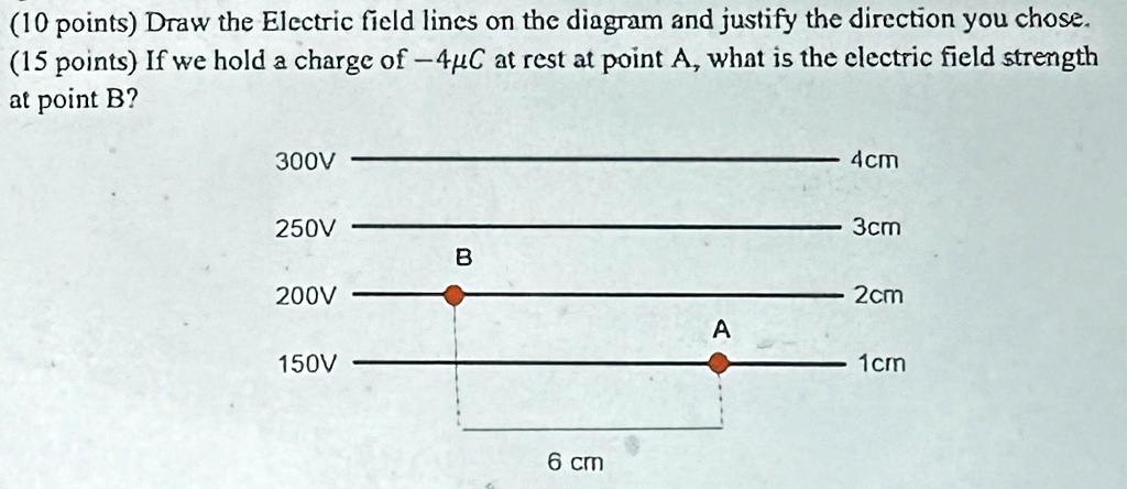 10 points draw the electric field lines on the diagram and justify the ...
