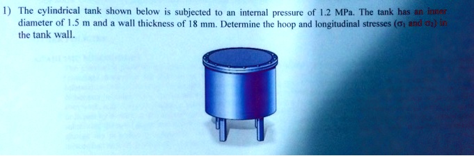 SOLVED: The cylindrical tank shown below is subjected to an internal ...