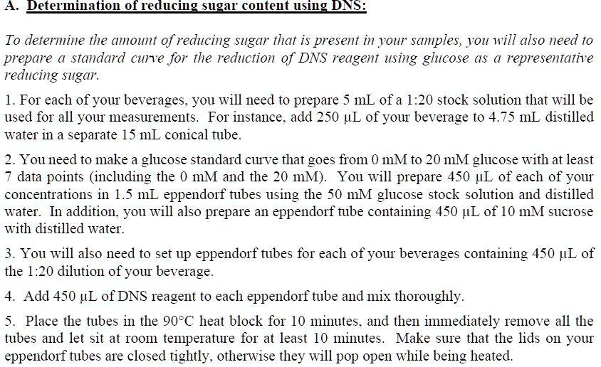 A. Determination of reducing sugar content using DNS: To determine the ...