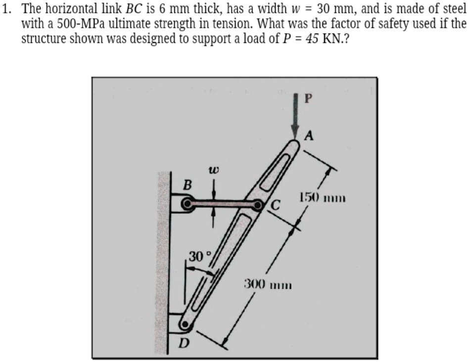 1 the horizontal link bc is 6 mm thick has a width w 30 mm and is made ...