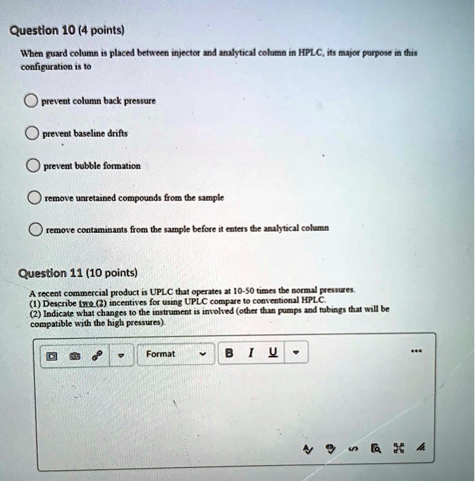 SOLVED: Question 10 (4 points) When guard column placed betwecn ...