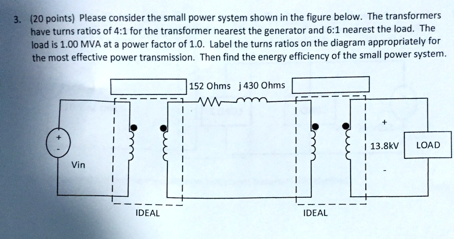 SOLVED: Please consider the small power system shown in the figure below. The transformer's load ...