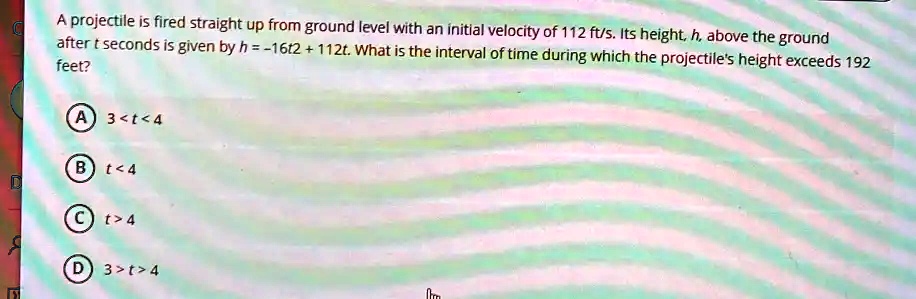 SOLVED: A projectile is fired straight up from ground level with an initial velocity of 112 ftus ...