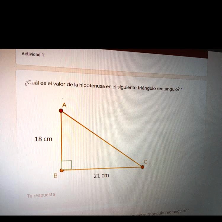 Solved ¿cuál Es El Valor De La Hipotenusa En El Siguiente Triángulo