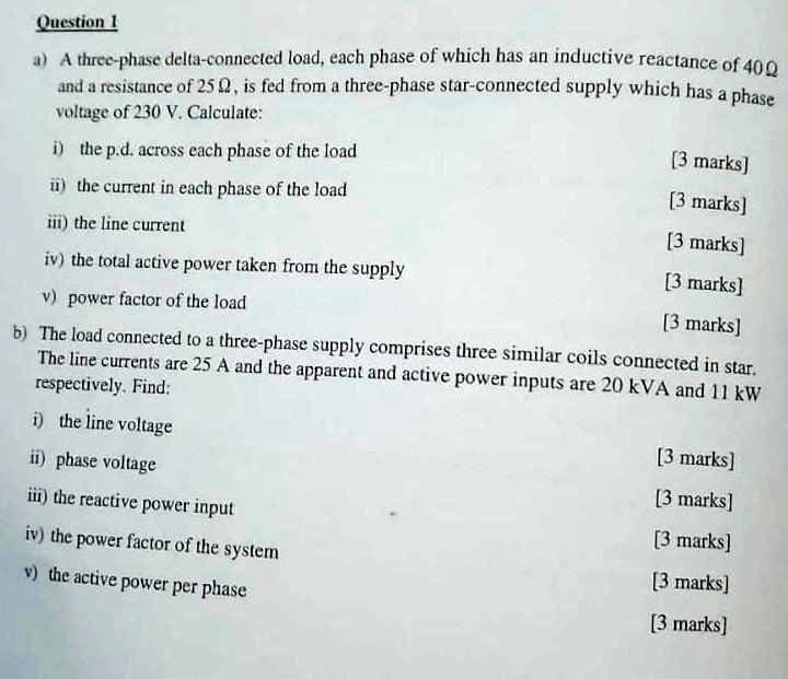 voltage of 230v calculate i the pd across each phase of the load ii the current in each phase of ...