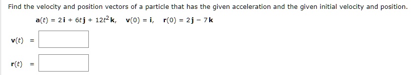 Solved Find The Velocity And Position Vectors Of A Particle That Has