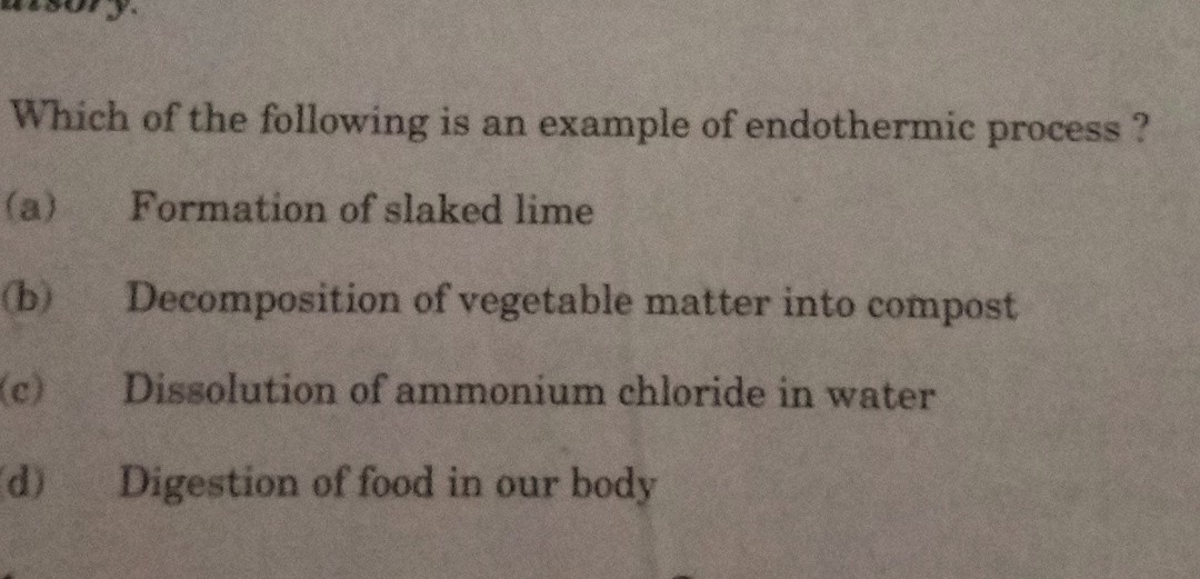 Which of the following is an example of endothermic process? (a ...