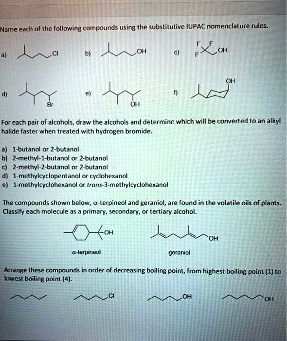 name each of the following compounds using the substitutive iupac nomenclature rules oh oh for ...