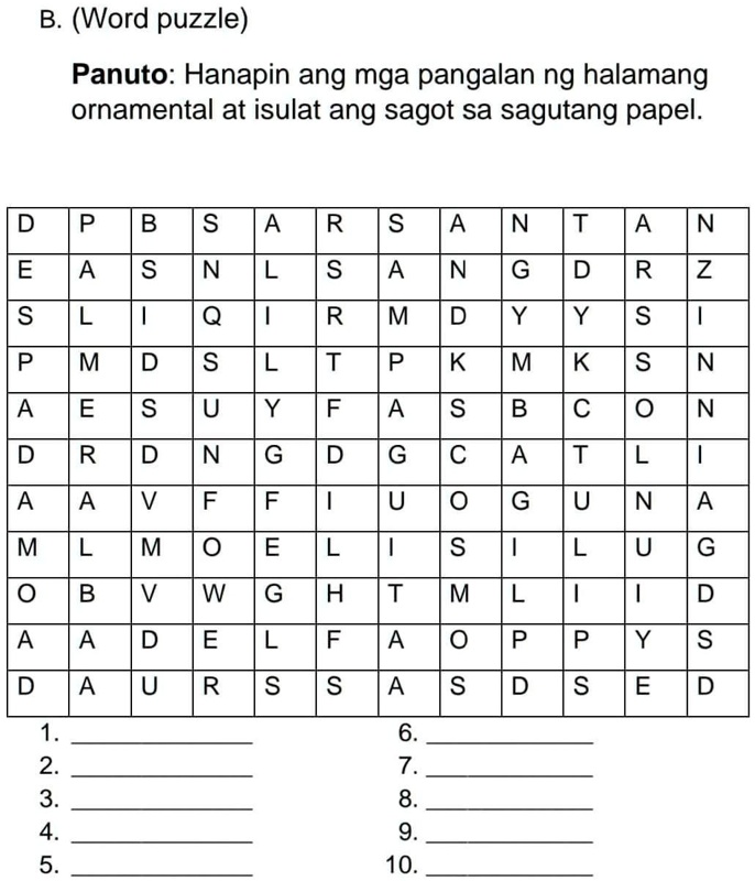 paki sagot nag tanong brainlist kita b word puzzle panuto hanapin ang ...