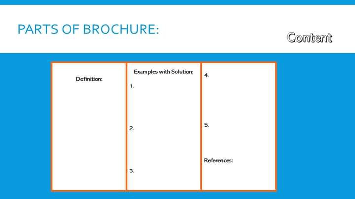 SOLVED: PARTS OF BROCHURE: Contents