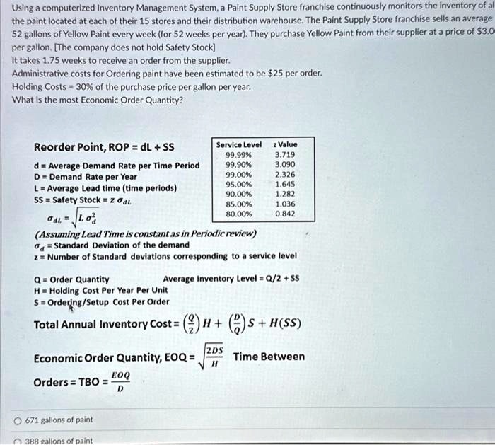 SOLVED: Using a computerized Inventory Management System, a Paint ...