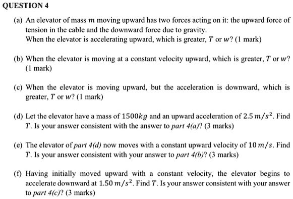 SOLVED: (a) An elevator of mass m moving upward has two forces acting ...