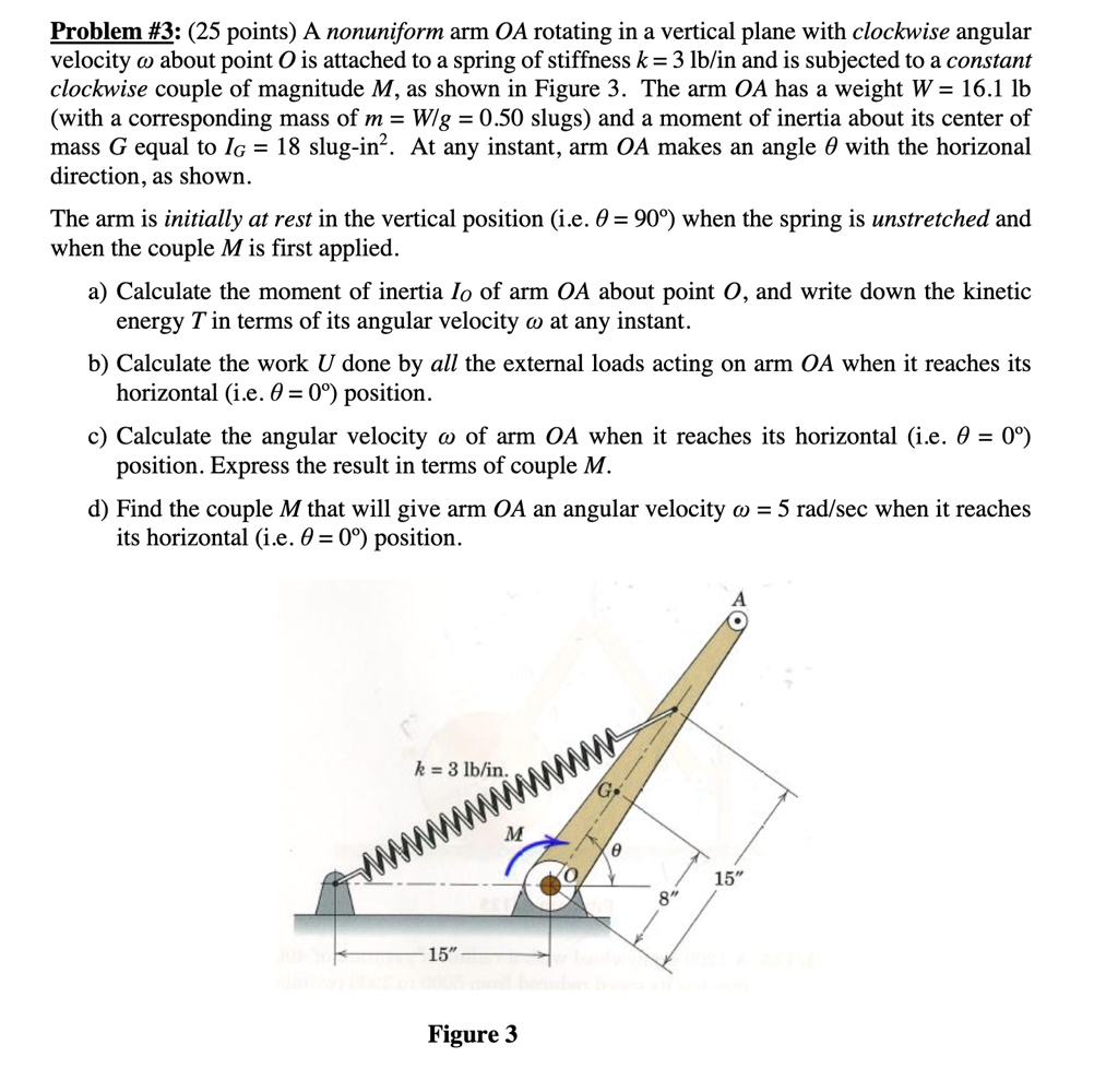 problem 3 25 points a nonuniform arm oa rotating in a vertical plane ...