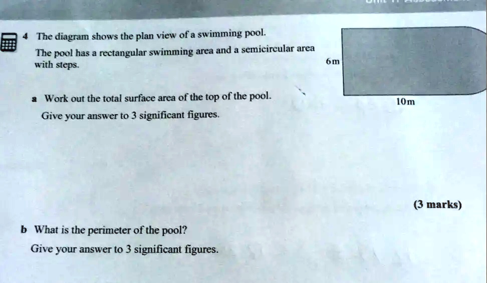 SOLVED: The diagram shows the plan view of a swimming pool. The pool ...