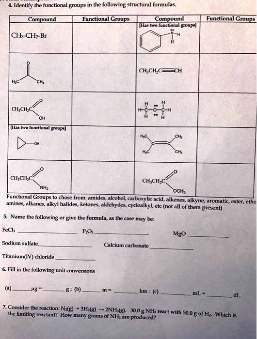 SOLVED: Text: Identify the functional groups in the following ...