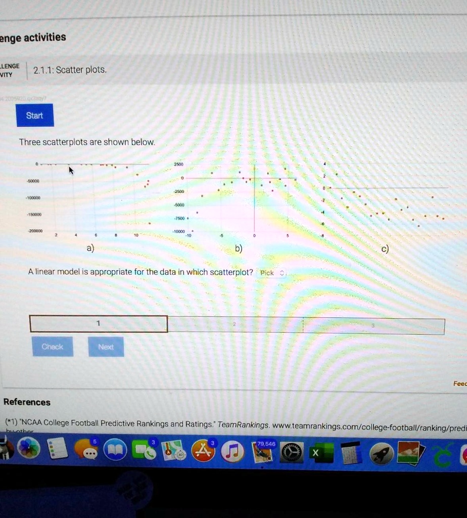SOLVED: A linear model is appropriate for the data in which scatterplot?