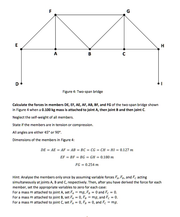 F G E H A B C D Figure 4: Two-span bridge Calculate the forces in ...