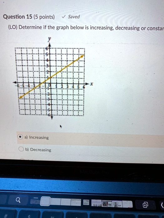 SOLVED: Question 15 (5 points) Saved (LO) Determine if the graph below is increasing, decreasing ...