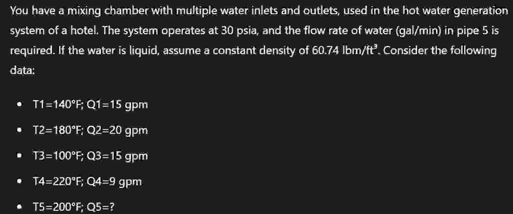 You have a mixing chamber with multiple water inlets and outlets, used in the hot water ...