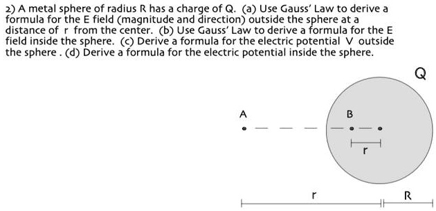 SOLVED: 2A metal sphere of radius R has a charge of Q.aUse Gauss'Law to ...