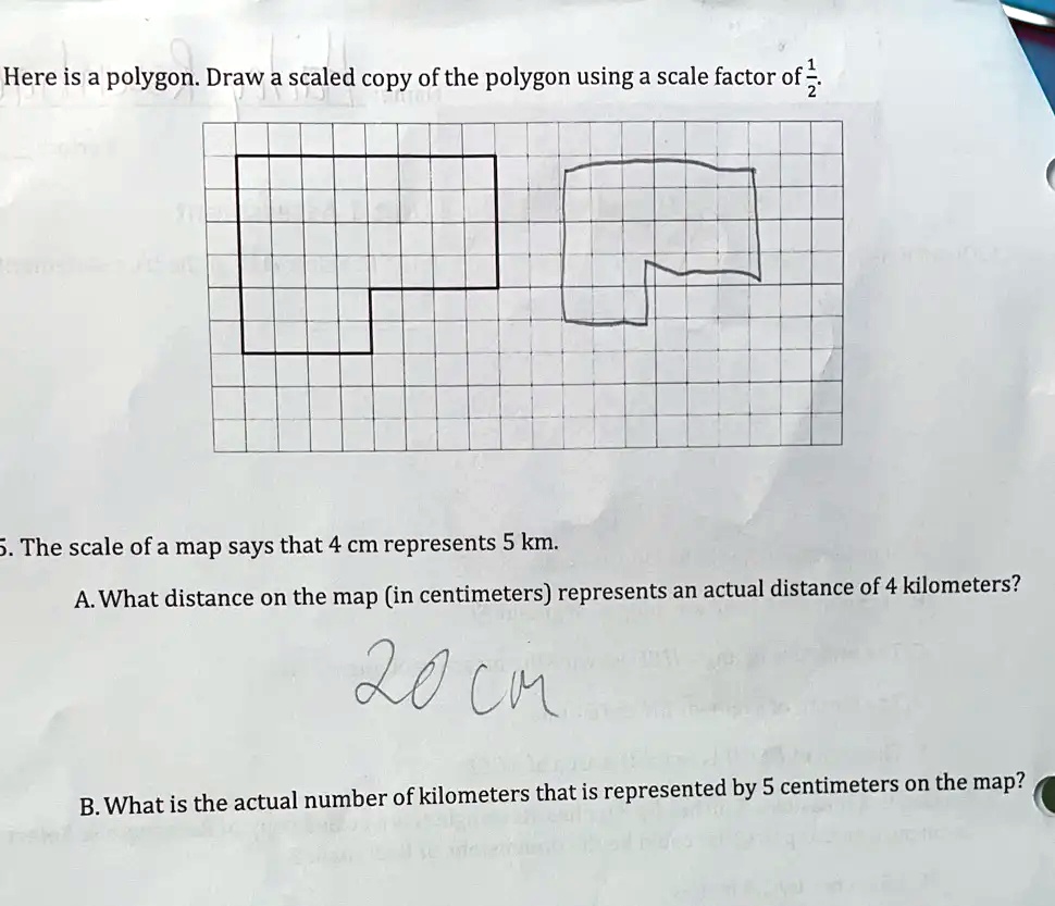 SOLVED: Here is a polygon. Draw a scaled copy of the polygon using a scale factor of 2. The ...