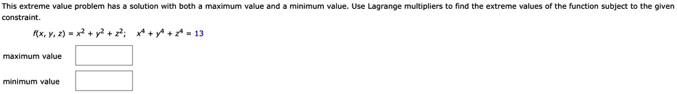 this extreme value problem has solution with both maximum value and ...