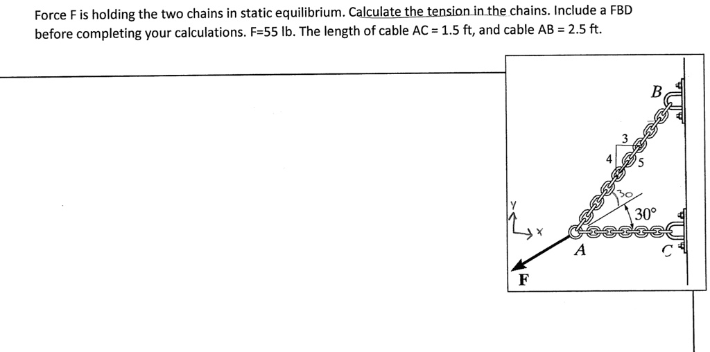 Force F is holding the two chains in static equilibrium....