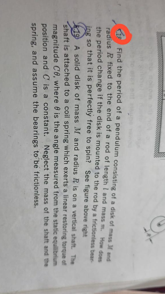 5.18 Find the period of a pendulum consisting of a disk of mass M and ...