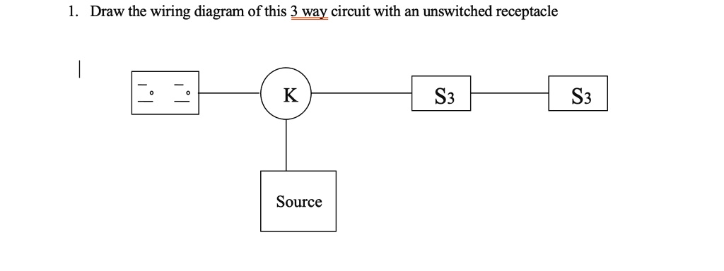 SOLVED: Draw the wiring diagram of this 3-way circuit with an ...