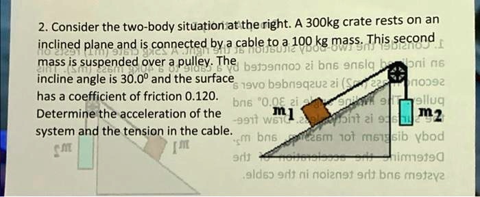 SOLVED: 2. Consider the two-body situation: at the right. A 300 kg ...