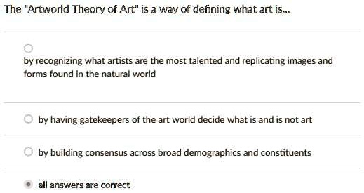 The "Artworld Theory of Art" is a way of defining what art...