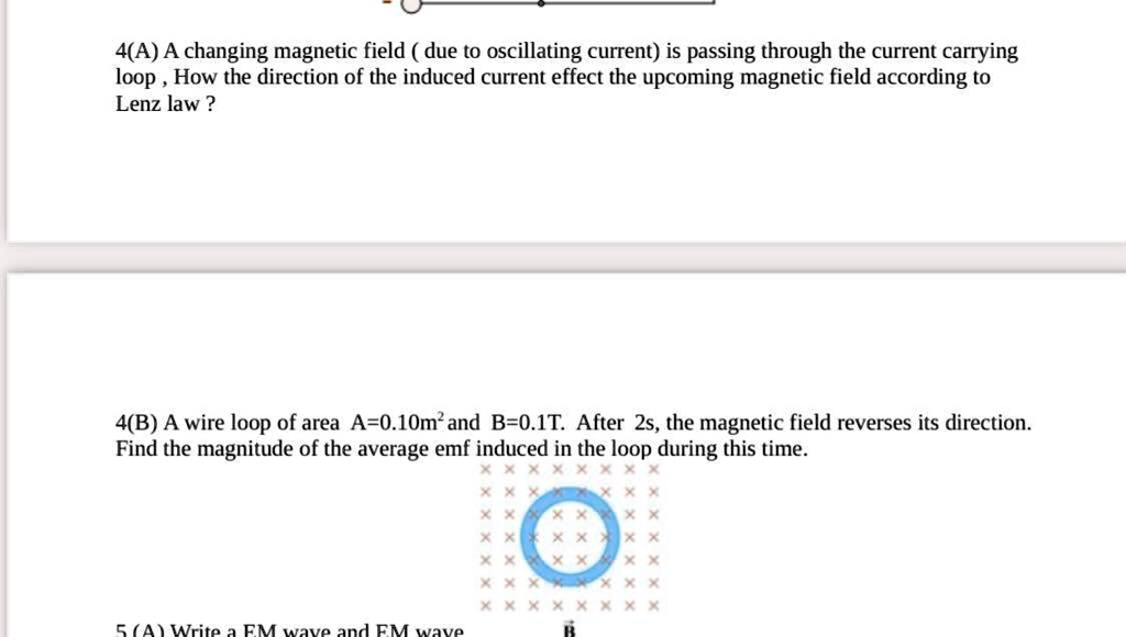 SOLVED: 4(A) A changing magnetic field due to oscillating current) is passing through the ...