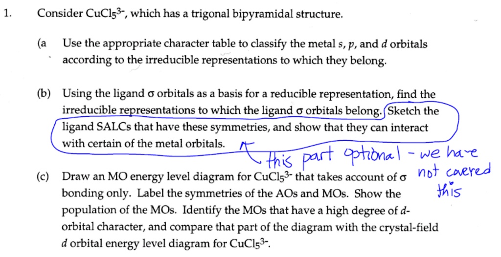 SOLVED: Consider CuCl2, which has a trigonal bipyramidal structure. Use ...