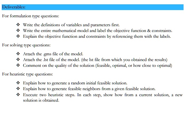 Solved Deliverables For Formulation Type Questions Write The Definitions Of Variables And