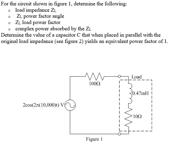 For the circuit shown in figure 1, determine the following: ∘ load ...