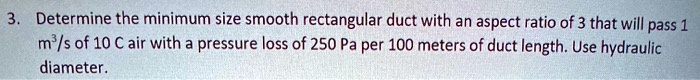 Determine the minimum size smooth rectangular duct with an aspect ratio ...