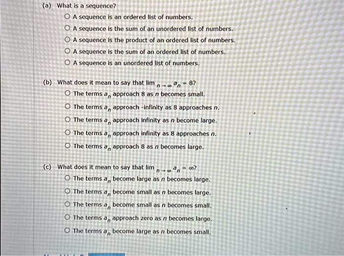 Solved A What Is A Sequence A Sequence Is An Ordered List Of Numbers A Sequence Is The 