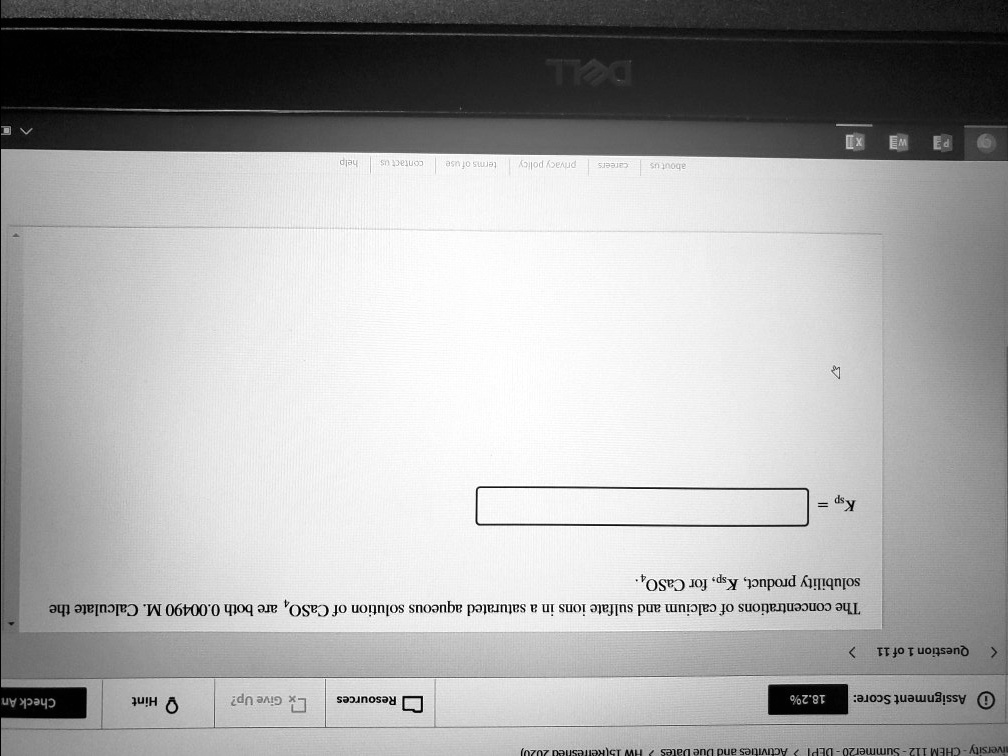 SOLVED: Fn LcM JSMO 5Ja) Ocod *eaa LIEEl Wmnout for CaSO4* Ksp ...