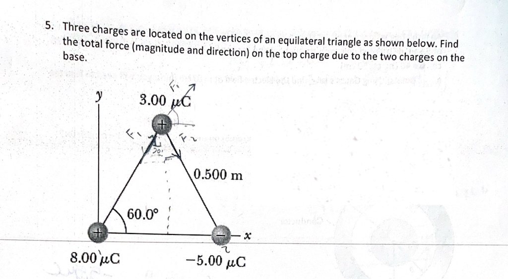 SOLVED: 5. Three charges the total force are located on the vertices ...