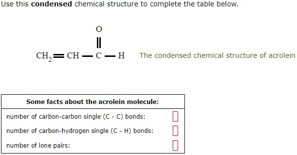 use this condensed chemical structure to complete the table below ch ch ...