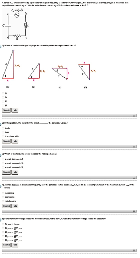 A series RLC circuit is driven by a generator of angular frequency ω ...