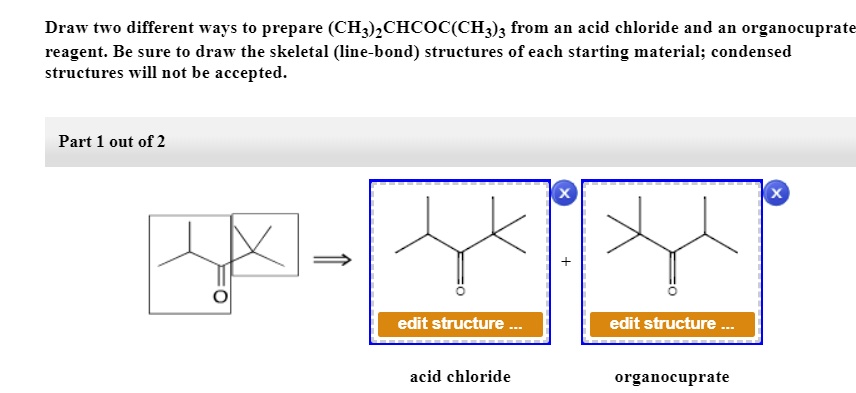 draw two different ways to prepare ch3chcocch33 from an acid chloride ...