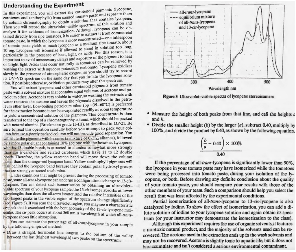 understanding the experiment carolenoid pigments lycopene in this ...