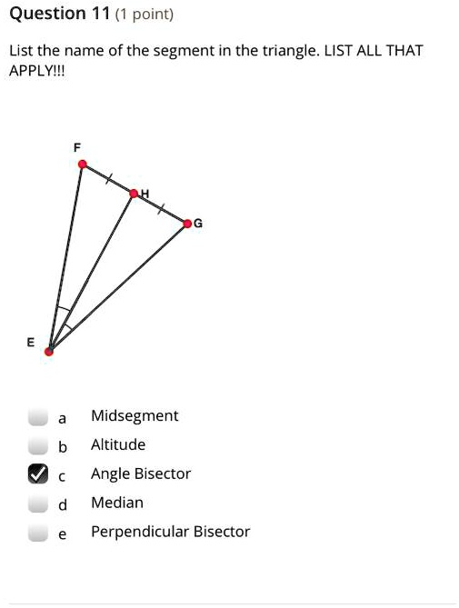 SOLVED: List the names of the segments in the triangle. LIST ALL THAT ...