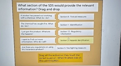 what section of the sds would provide the relevant information drag and ...