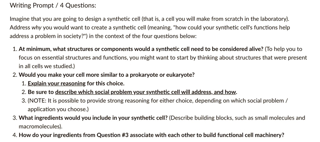Writing Prompt / 4 Questions: Imagine that you are going to design a ...