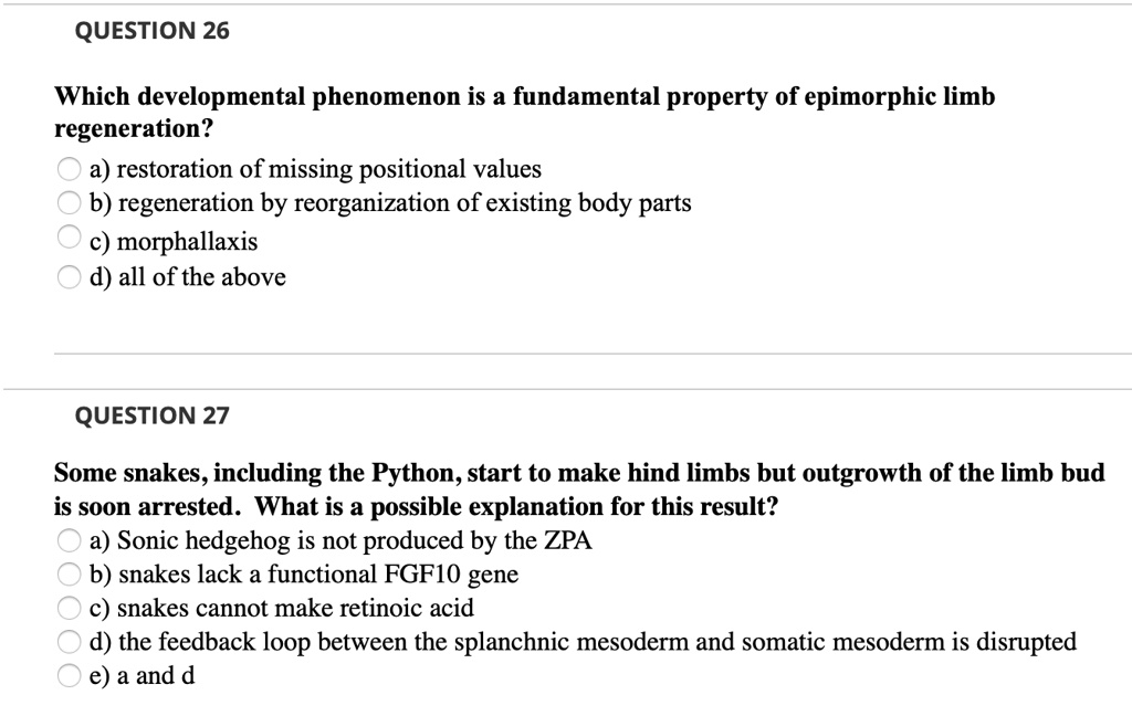 SOLVED: QUESTION 26 Which developmental phenomenon is a fundamental ...